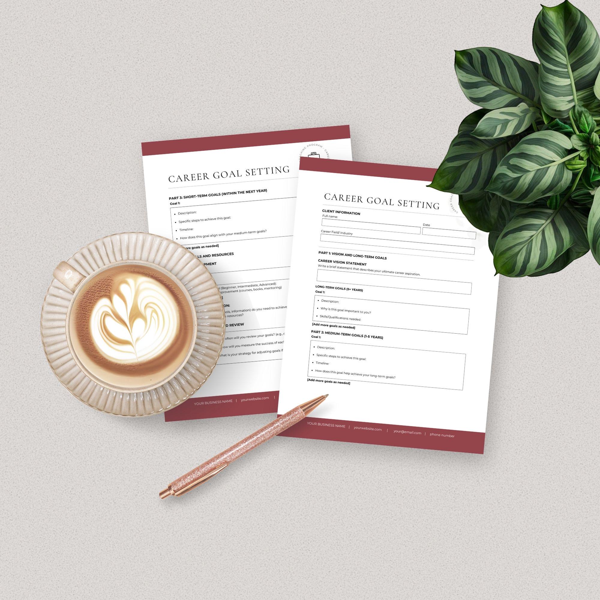 Career Goal Setting Template for Career Coaches, Personal Development ...