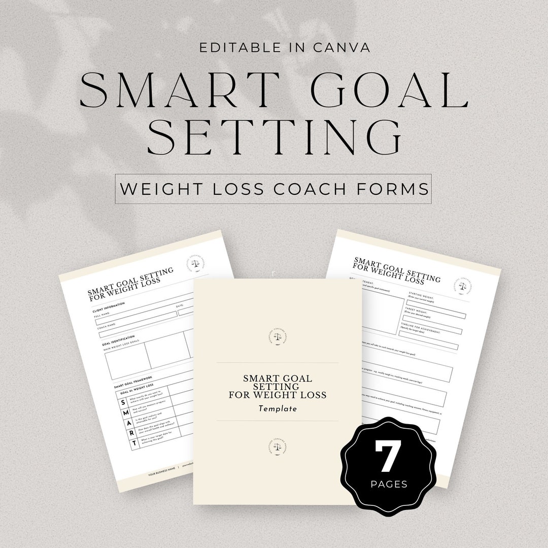 Weightloss Coach SMART Goal Setting Template, Productivity Planner ...