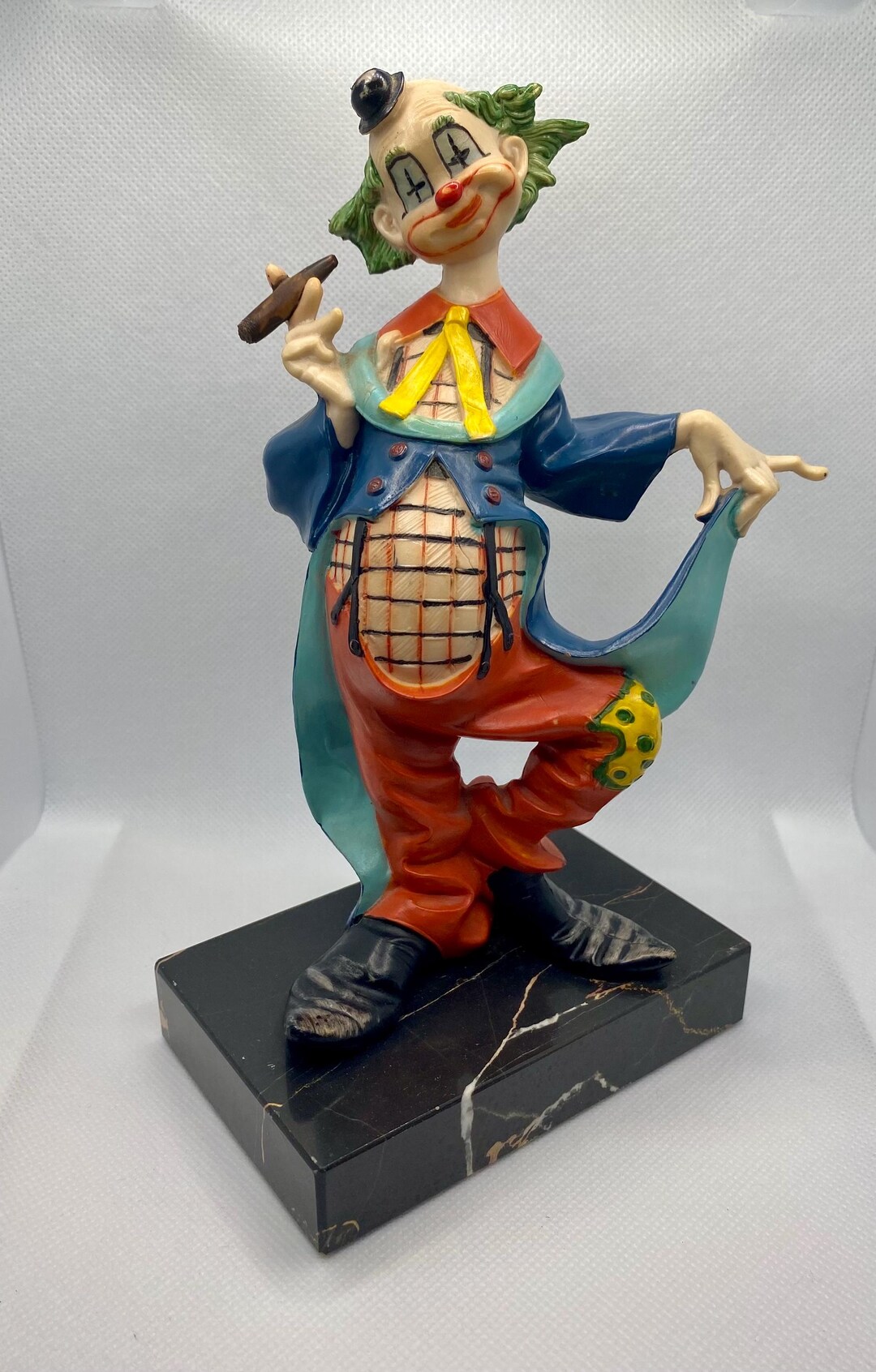Vintage Fontanini Clown With Cigar on Carrara Marble Base - Etsy