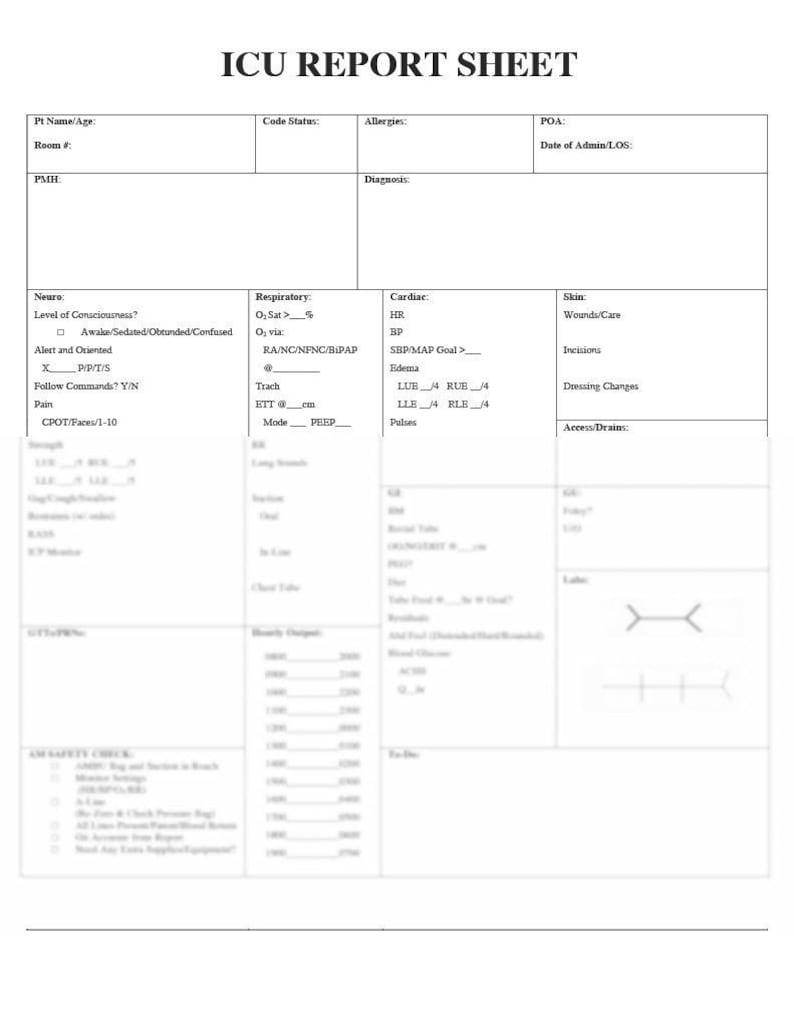 Best ICU Report Sheet nursing - Etsy