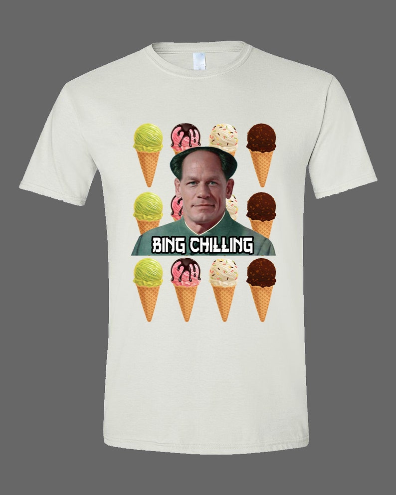 Bing Chilling John Cena, Chinese Ice Cream, Funny Meme T-shirt, Funny ...