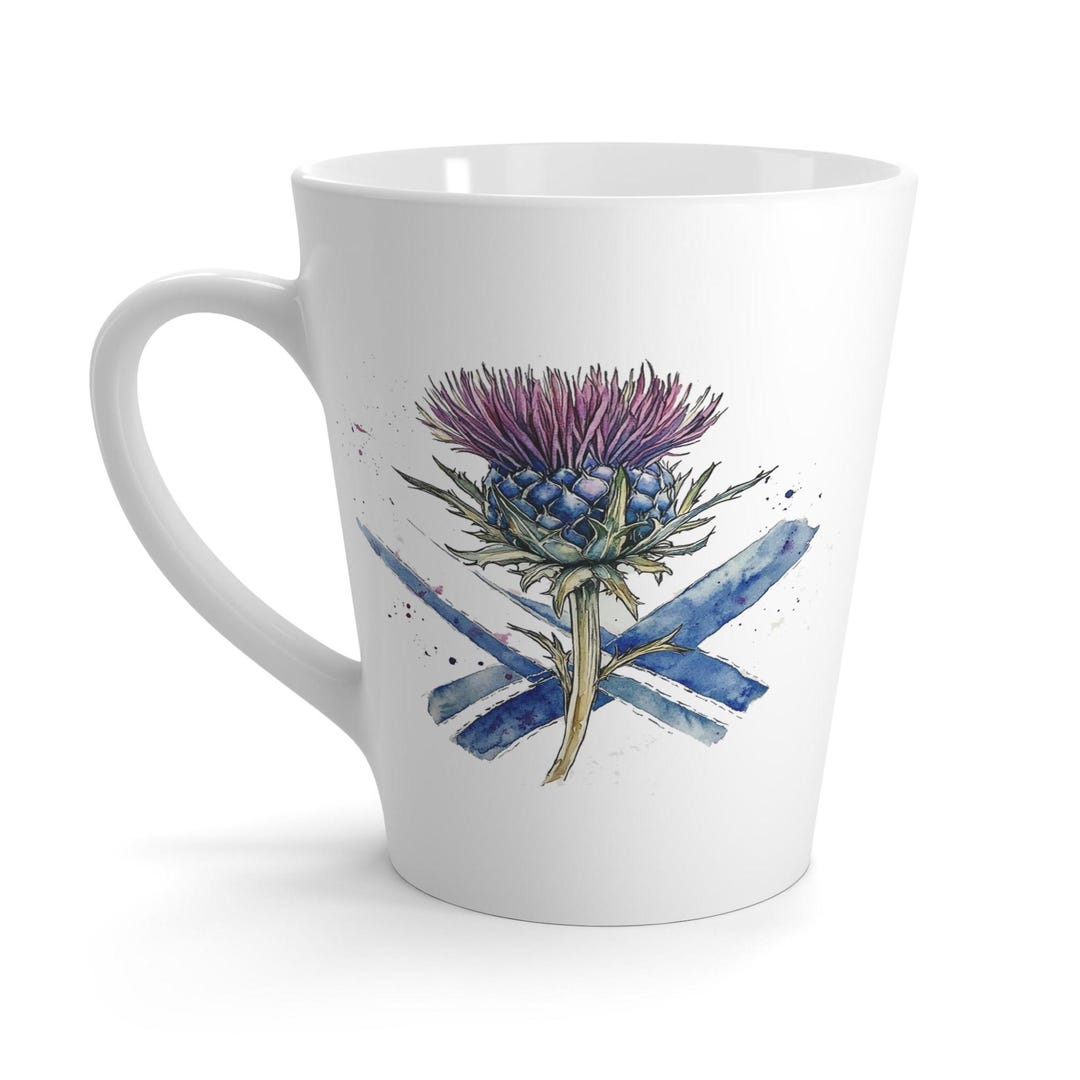 Scottish Thistle - Scottish Flag Latte Mug - Unique Gift for Scotland ...