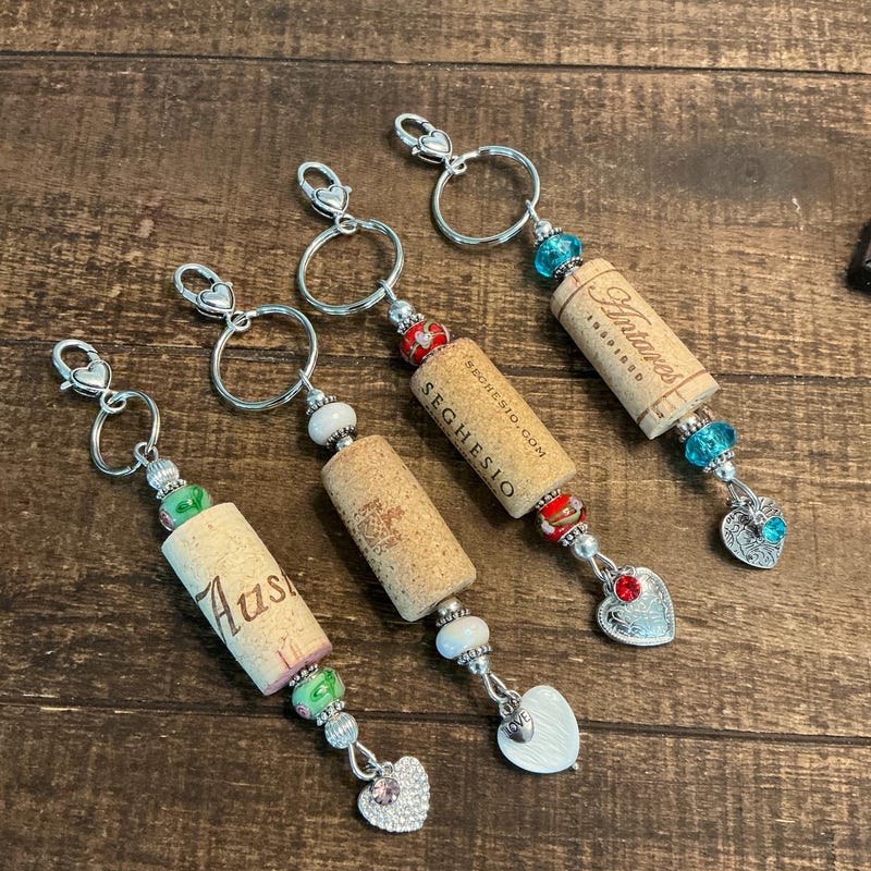 Wine Cork Keychain - Etsy