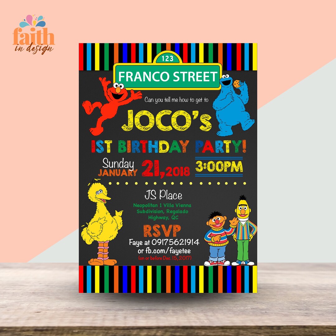 Personalized Sesame Street Invitation | Made to Order - Etsy