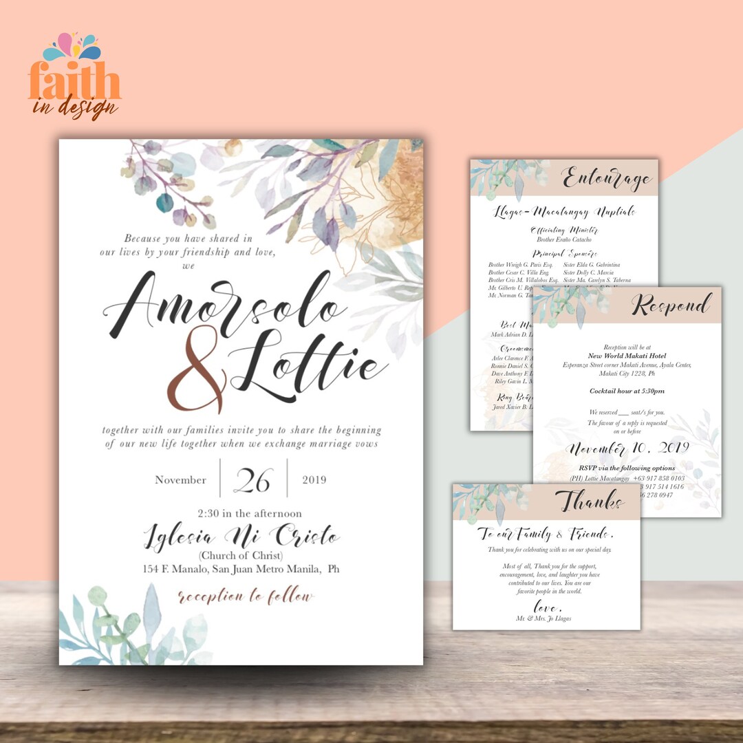 Floral-themed Wedding Invitation Set - Etsy