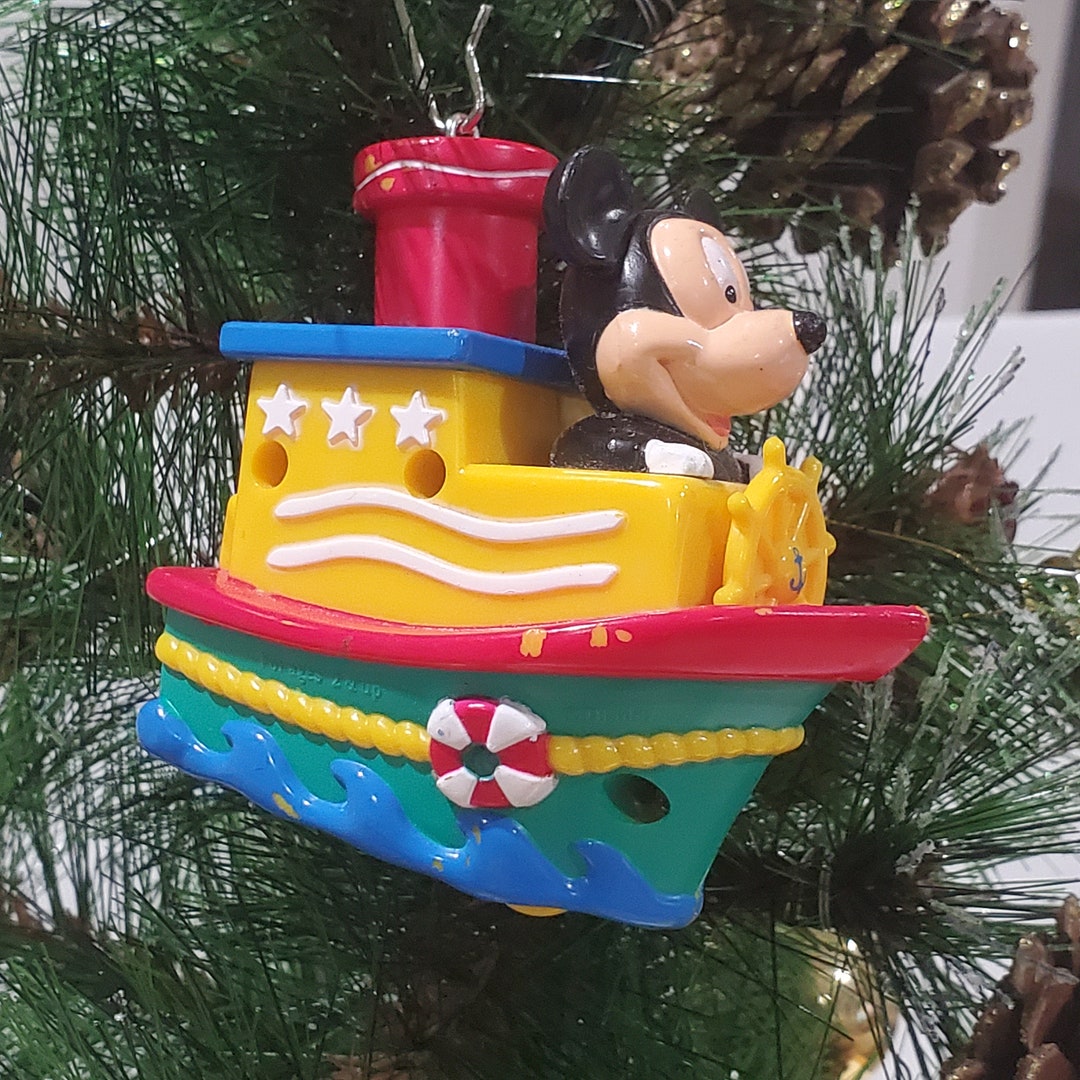 Disney Mickey Mouse in Boat Wind up Toy Christmas Tree Ornament - Etsy