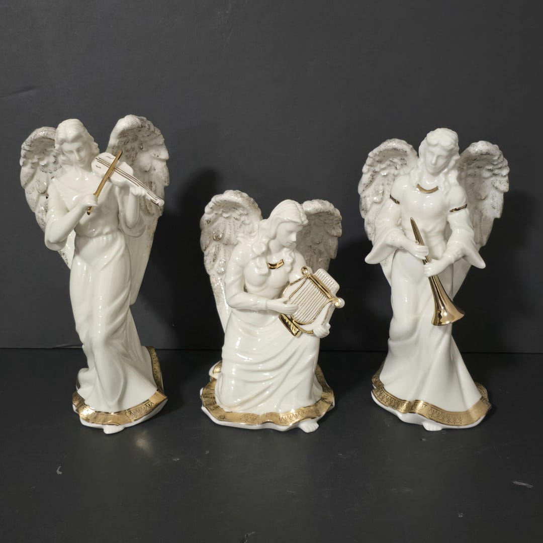 Mikasa Porcelain Angels Holiday Elegance FK001 Playing Music Set of 3 ...