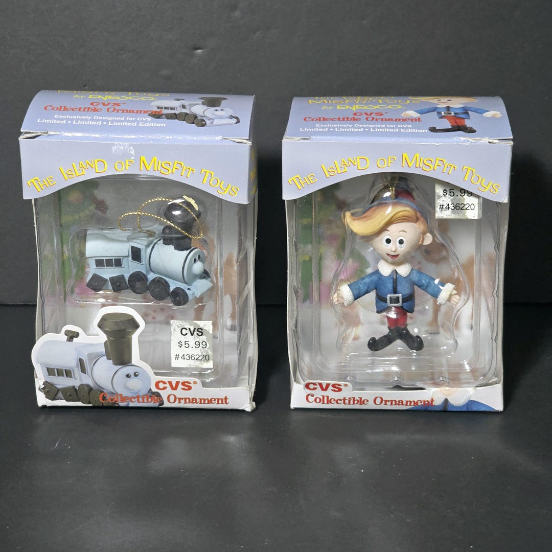 Vintage 1999 Rudolph Ornament: Hermey and Island of Misfit Toys Train ...