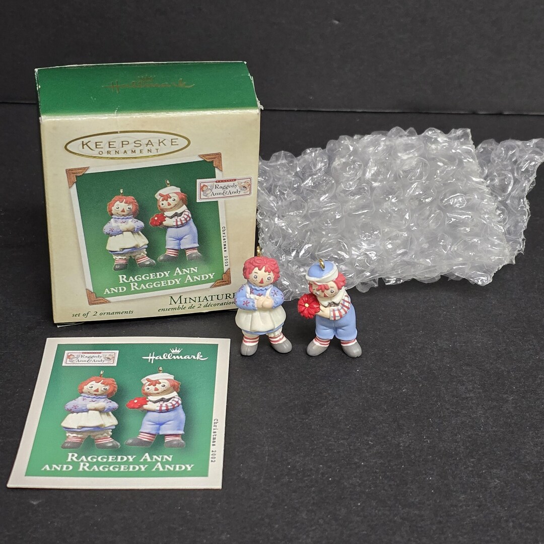 2002 Raggedy Ann and Raggedy Andy Hallmark Keepsake Christmas Tree ...
