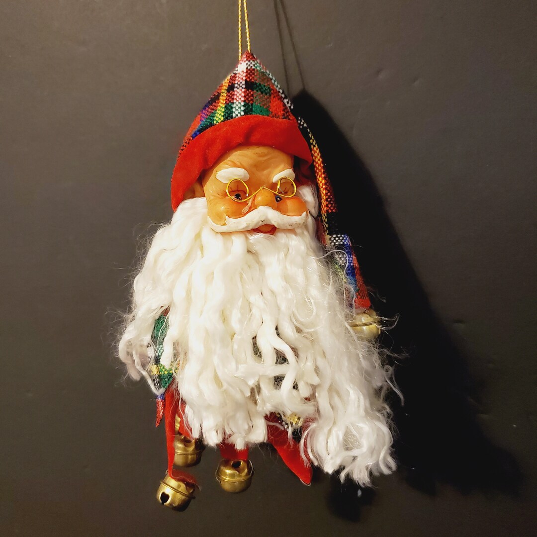 Vintage Santa Clause Head Christmas Ornament With Jester Collar and ...