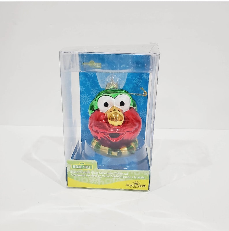 Sesame Street Kurt S. Adler Holiday Ornament Elmo Handcrafted Glass ...