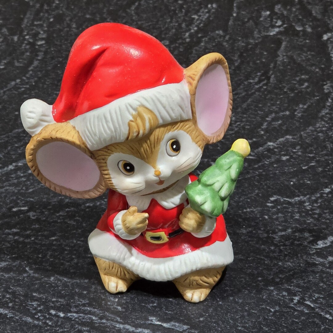 Christmas Mouse Figurine Mice Anthropomorphic Elf Elves Homco Gift ...