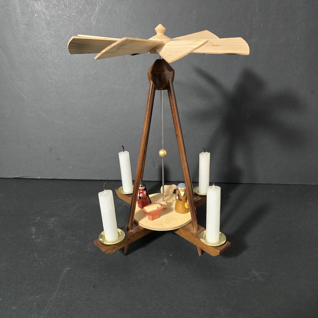 Vintage German Christmas Nativity Pyramid Original Erzgebirge Seiffener ...