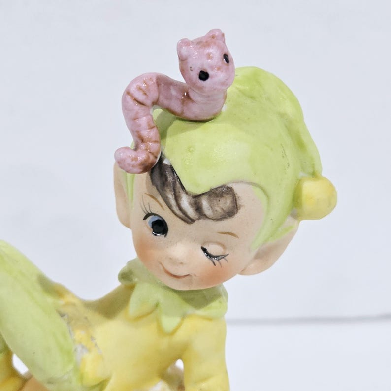 Napcoware Pixie Elves on Mushroom Kitsch Figurines Made in Tawain 1950s ...