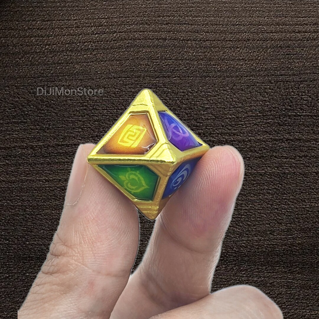 Genshin Impact Card Game Metal Dice Set Handmade 8 Pcs Rhombic Solid ...