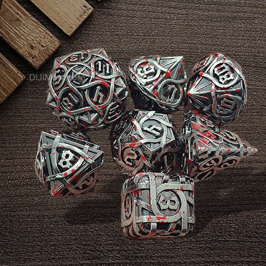 DND Blood Metal Dice Set Dungeons and Dragons Call of Cthulhu Role ...