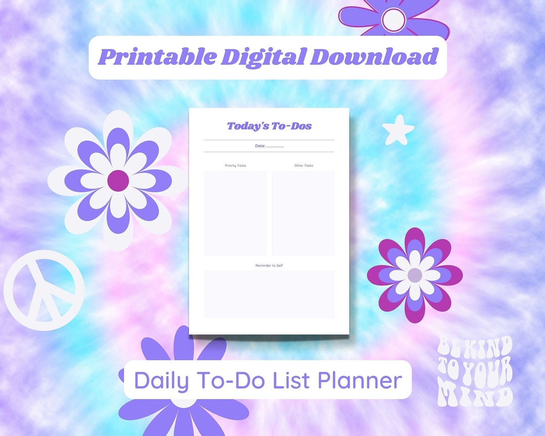 Printable Daily Planner To-do List | Funky Purple | Digital Download ...
