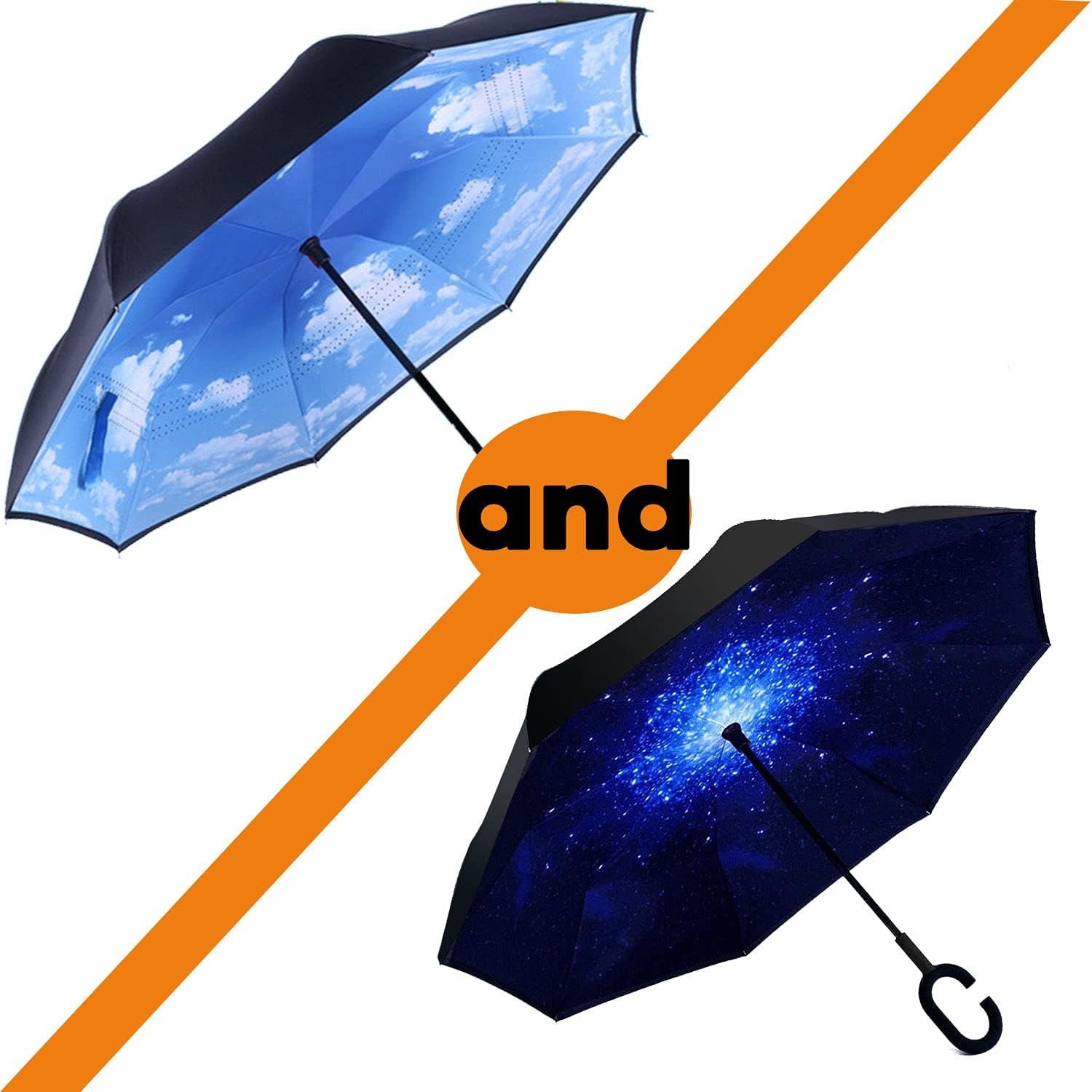 Inverted Reverse Upside Down Umbrella, Extra Large Double Canopy Vented ...