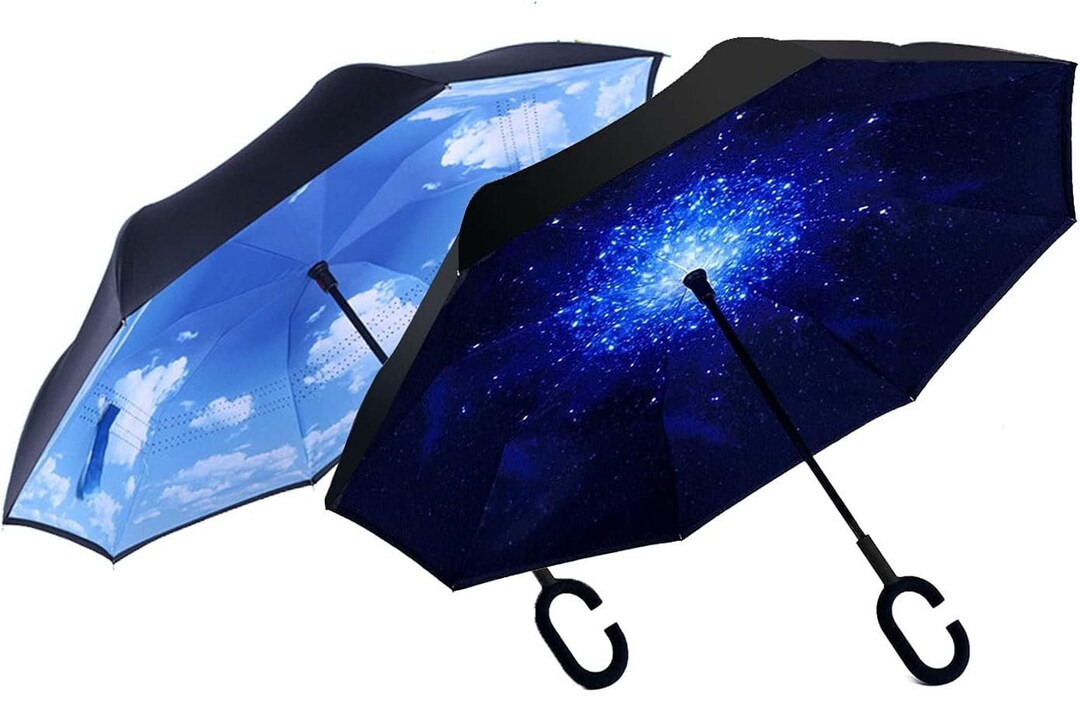 Inverted Reverse Upside Down Umbrella, Extra Large Double Canopy Vented ...
