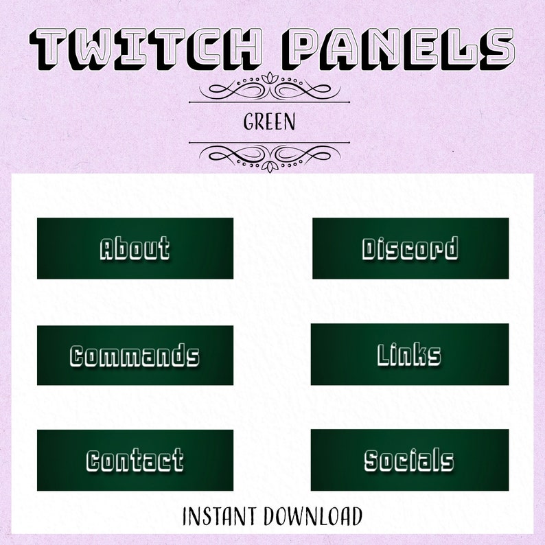 Green 30 Twitch Panels Free Stream Offline Video Player Banner Instant ...
