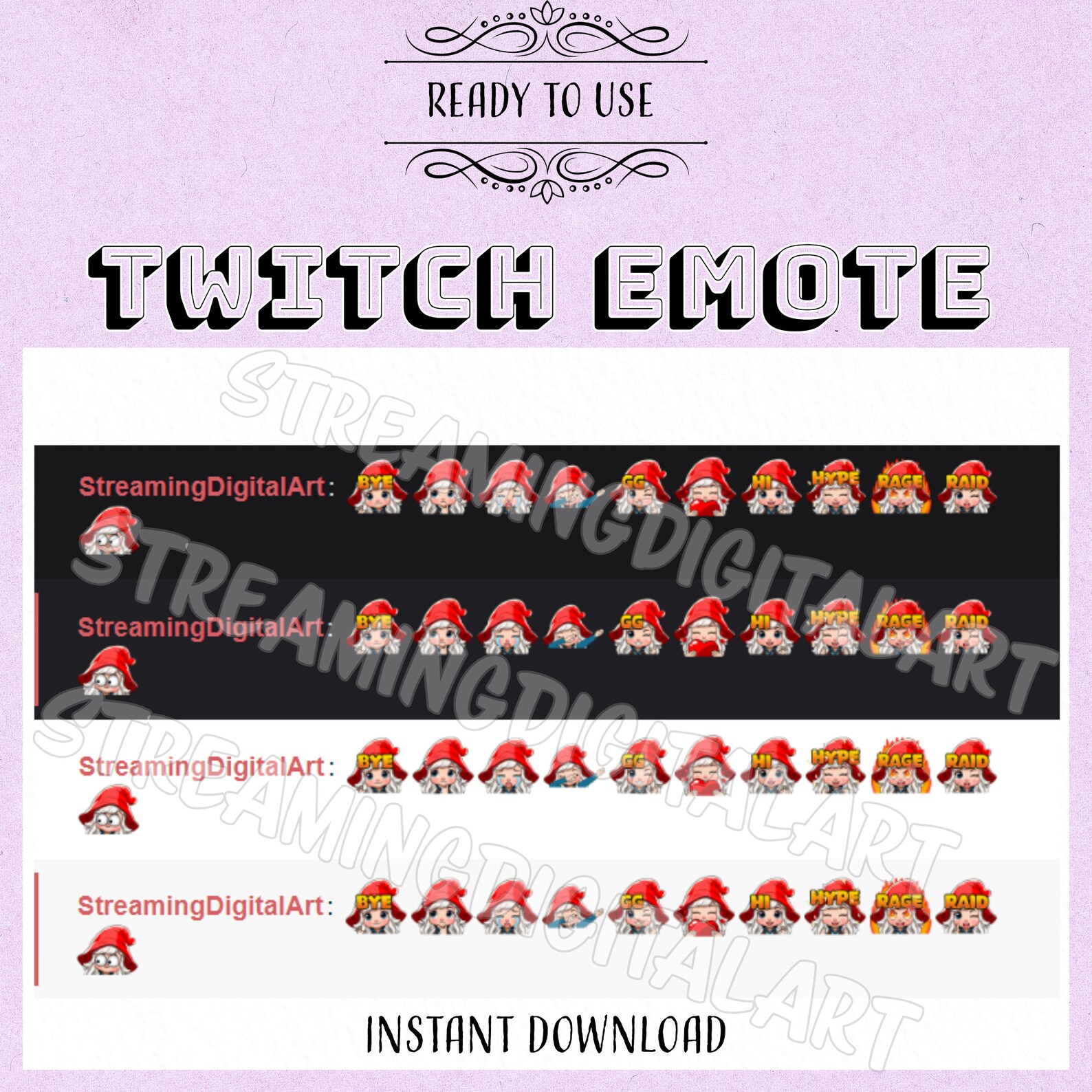 Chibi Female Gnome Emotes Set - Twitch Emote Pack - Instant Download ...
