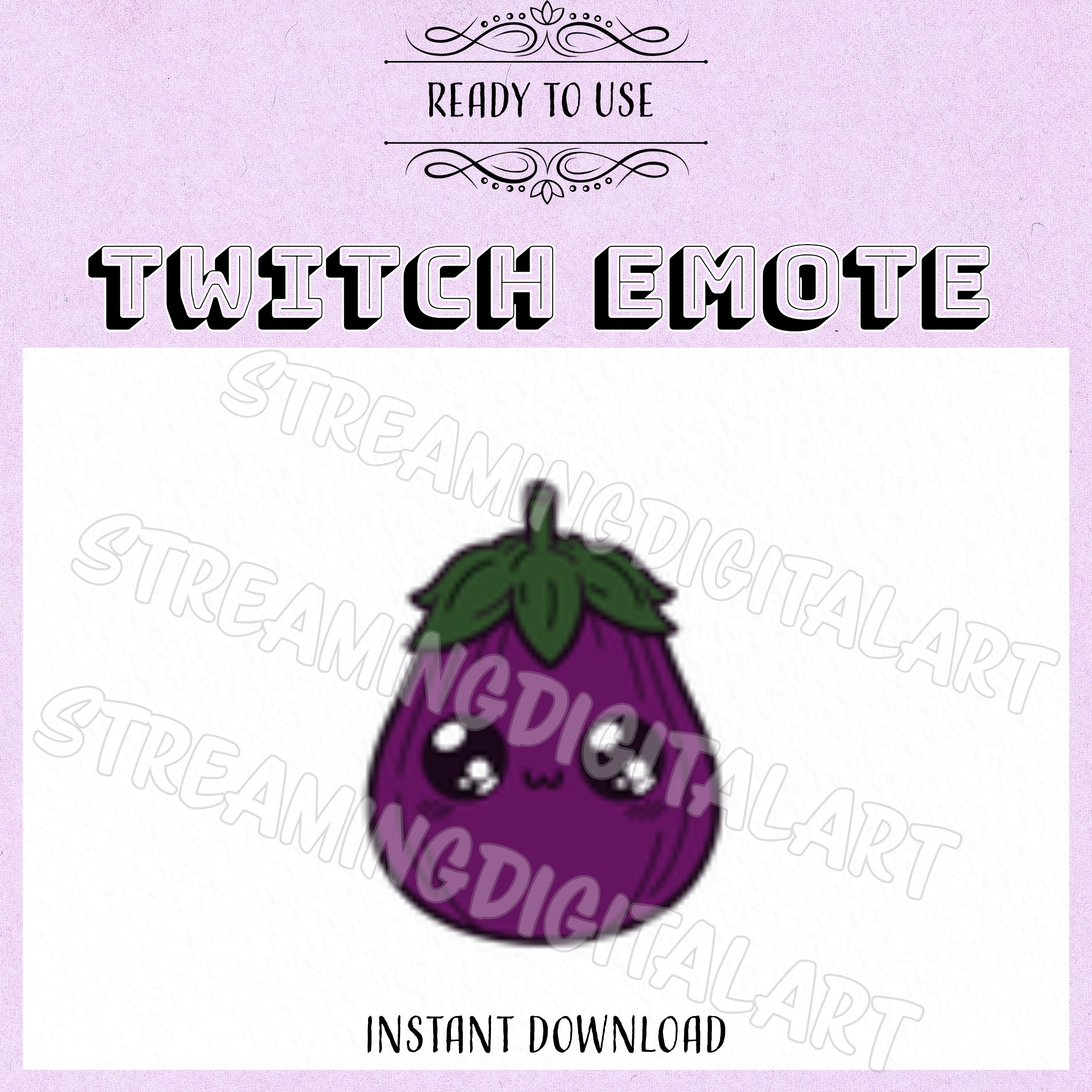 Short and Thick Eggplant Emote & Sub Badge Set Chibi Kawaii Face ...