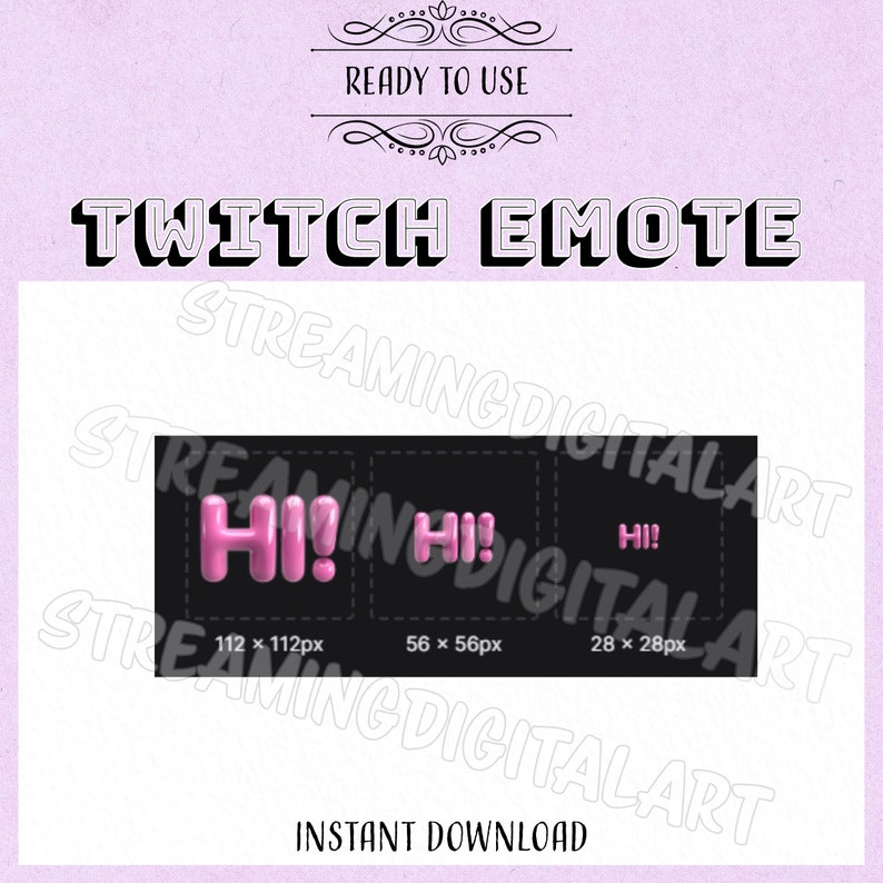 Hi Pink Bubble Letters Emote Shiny Bubble Letter Emote & Channel Point ...