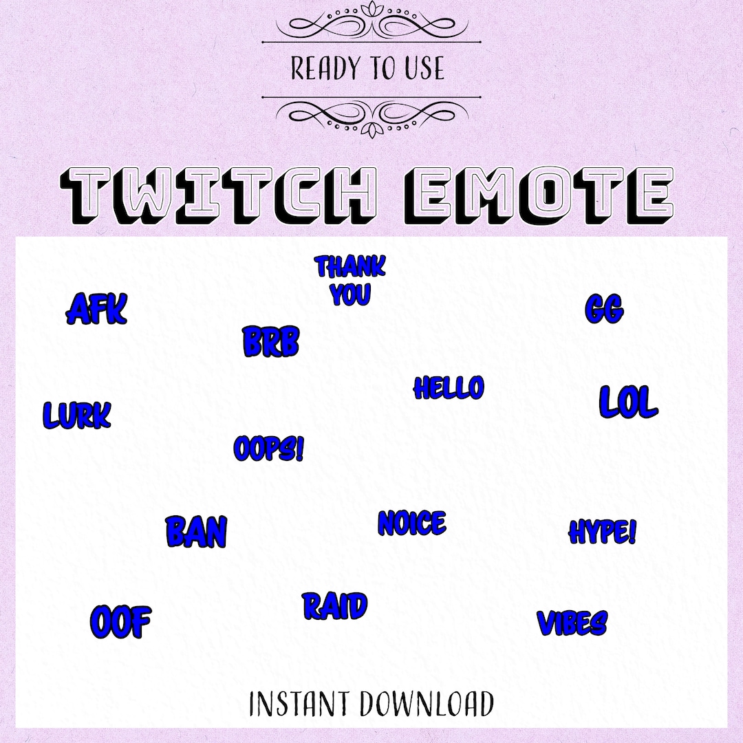 Blue Word Emote Pack 40 256x256 Pngs for Twitch Express Yourself With ...