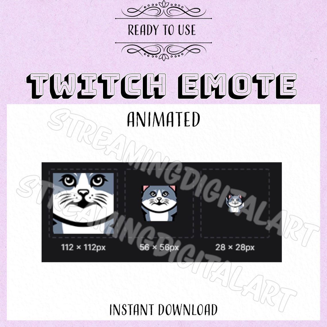 Animated Emote of Gray and White Cat Giving Hugs and Kisses Cute Twitch ...