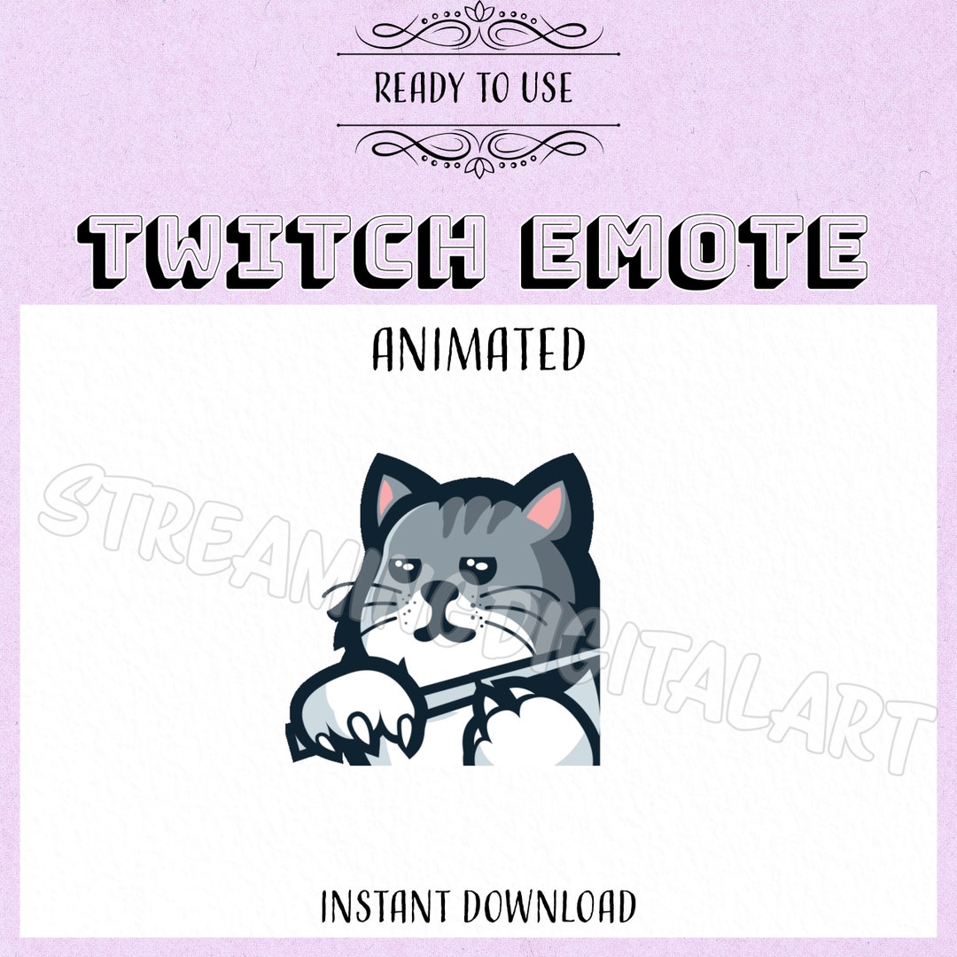 Animated Cat Filing Nails Emote: Gray & White Twitch/discord GIF - Etsy
