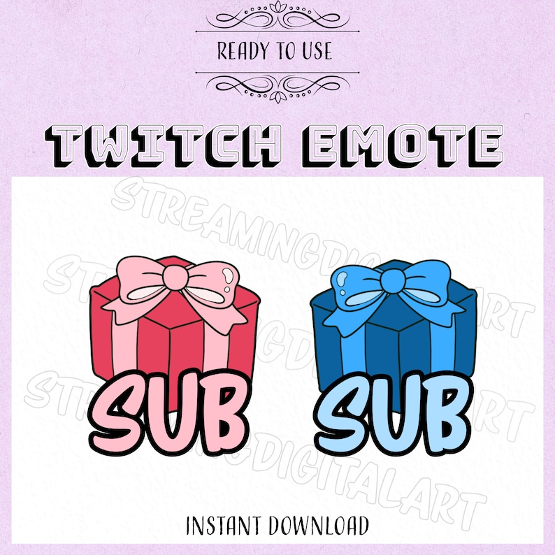 Gift Sub Twitch Emote Set | Pink Present With Sub & Blue Present With ...