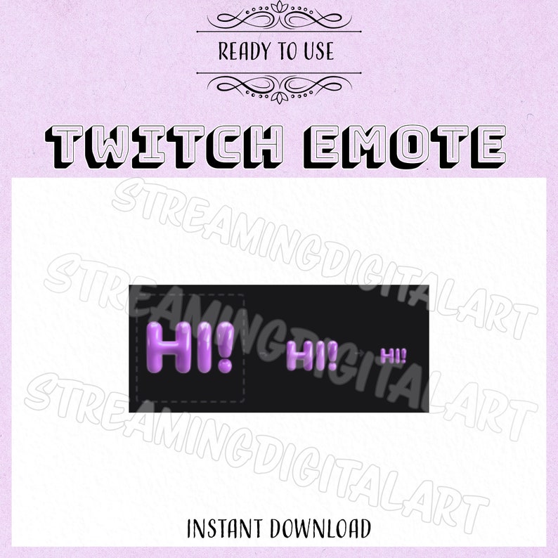 Purple 'hi' Bubble Letter Emote Shiny Purple 'hi' Emote & Channel Point ...