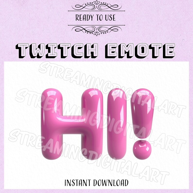 Hi Pink Bubble Letters Emote Shiny Bubble Letter Emote & Channel Point ...