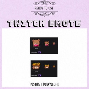 Teddy Bear Emote Set Cute Twitch Emotes GG, Heart, Hello, Hype, Raid ...