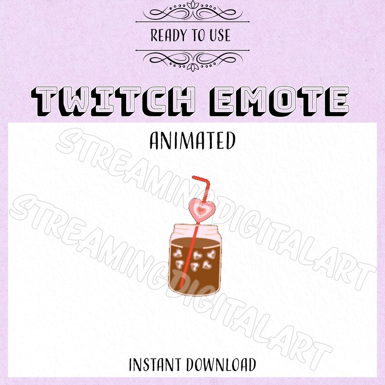 Heart Stirred Iced Coffee Animated Twitch Emote Cute Coffee Lover Emoji ...