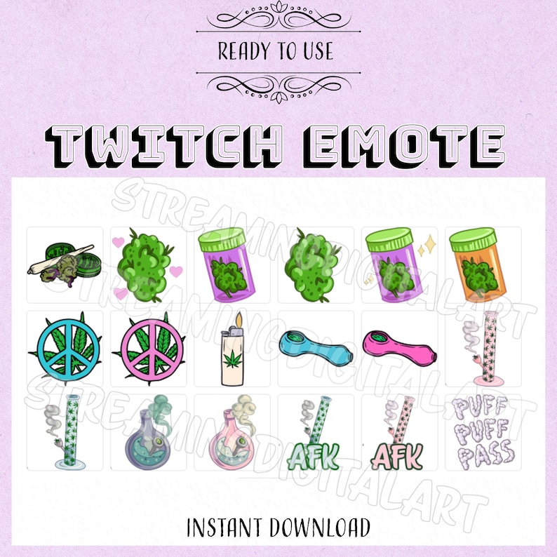 420 Channel Point Image Set | Weed Emotes & Sub Badges | Grinder, Bud ...