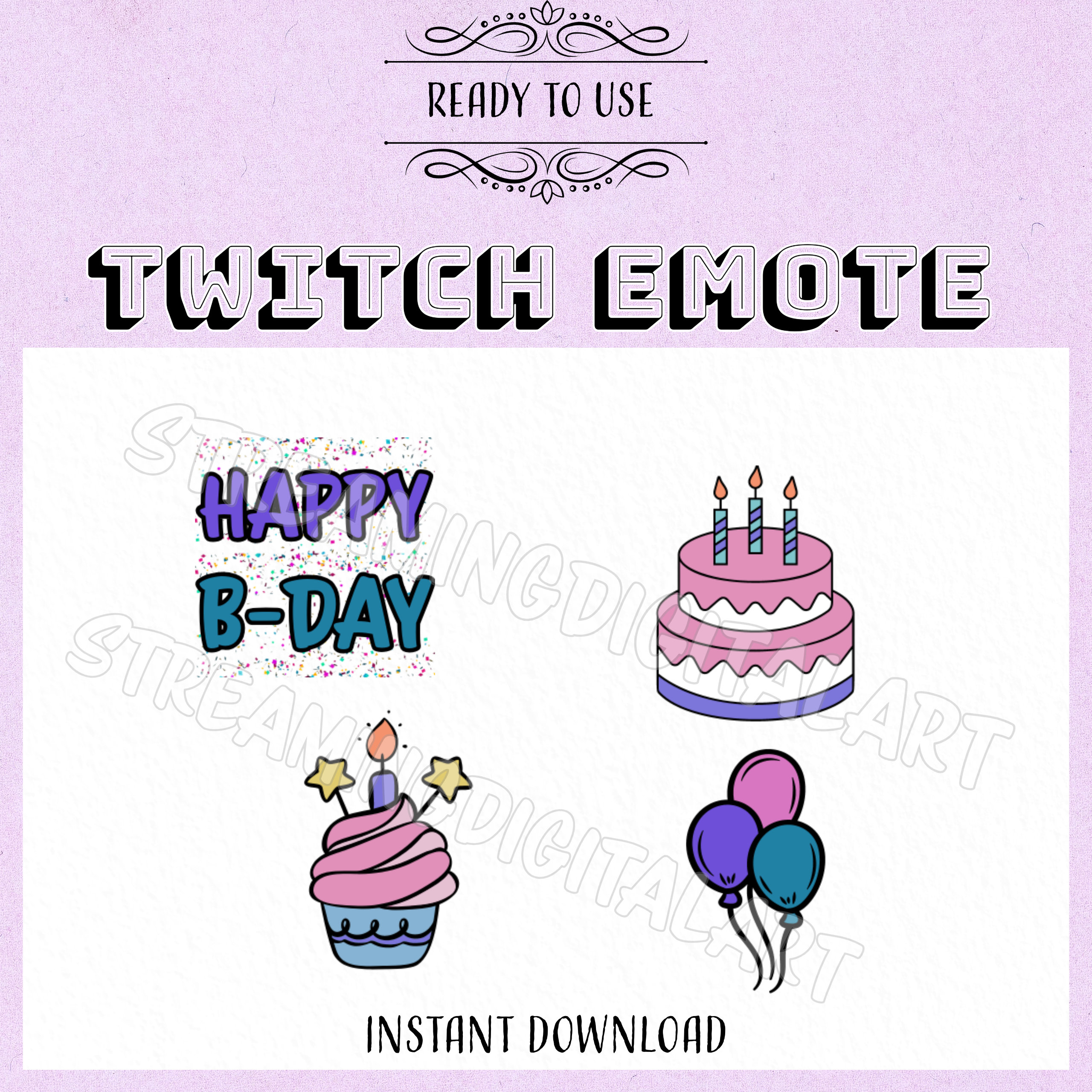 Birthday Emote Package for Twitch | 5 Static Pngs + 1 Animated GIF ...