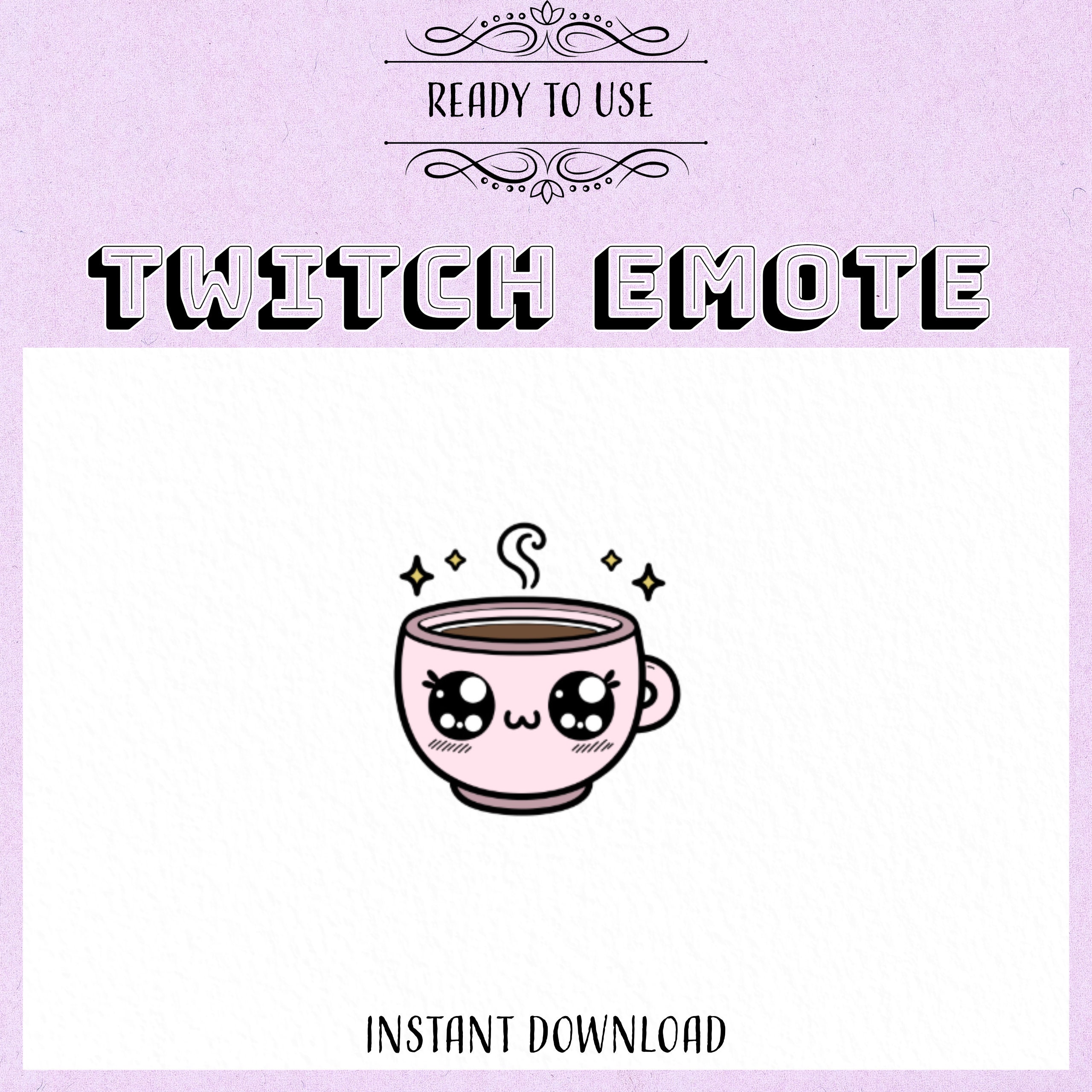 Pink Mug BRB Emote 256x256 PNG for Twitch Adorable Pause With a Splash ...