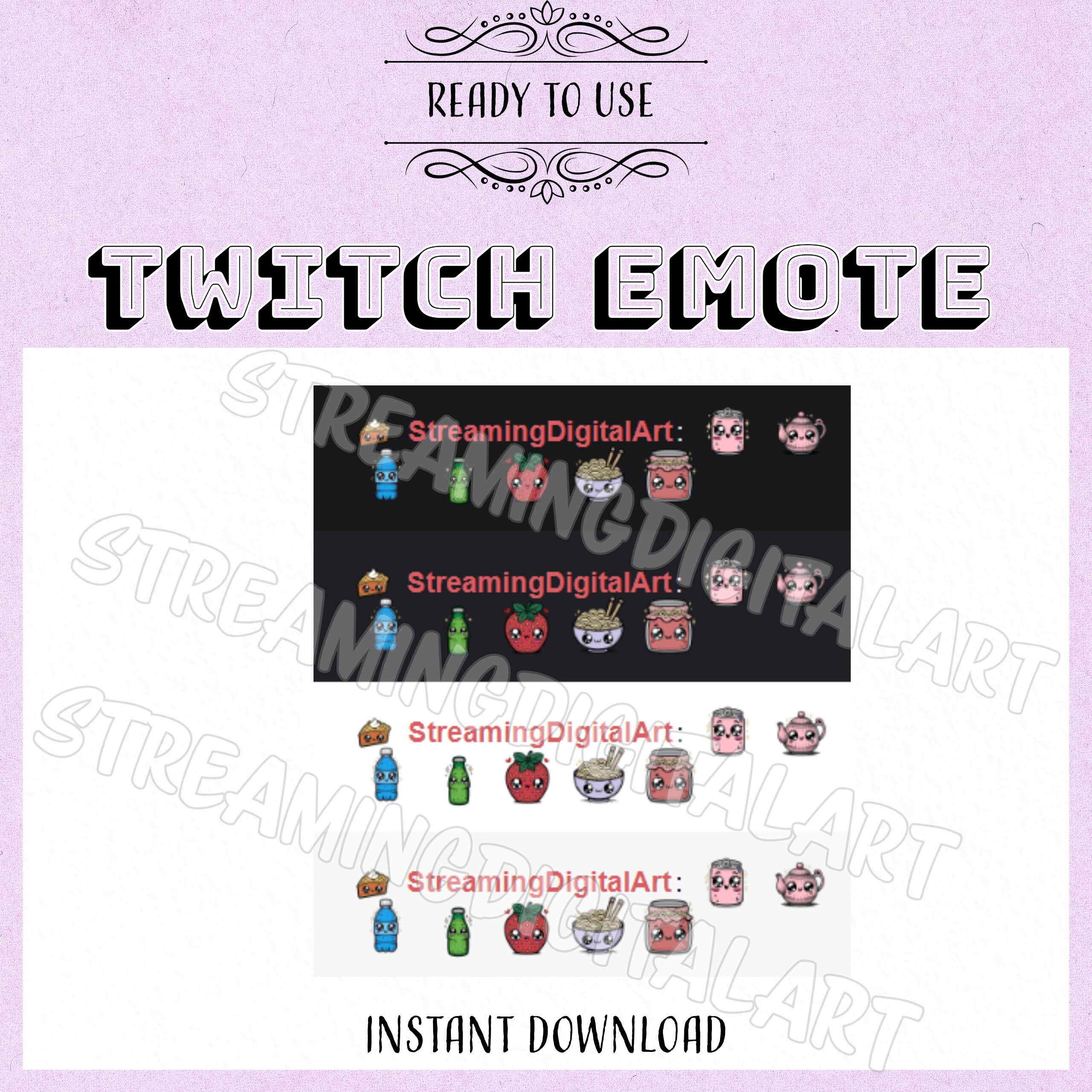 Chibi Food Twitch Graphics Pack - Emotes, Sub Badges, Channel Points ...