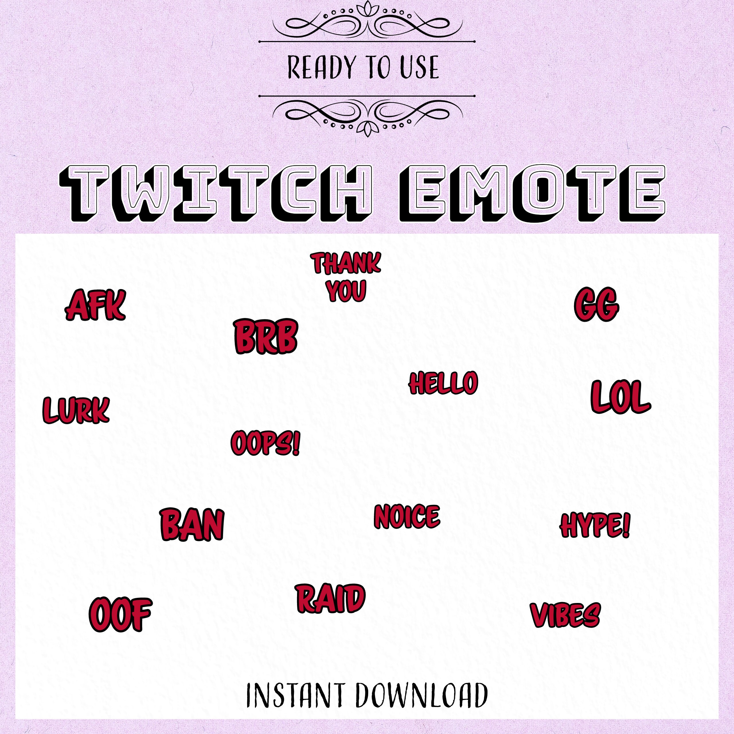 Red Word Emote Pack 40 256x256 Pngs for Twitch Ignite Your Chat With ...