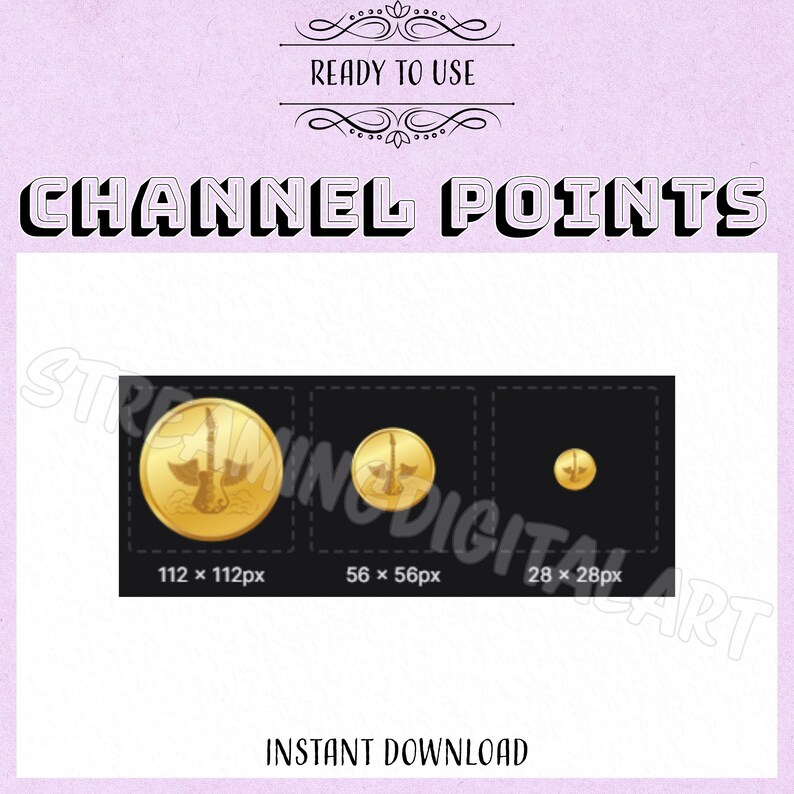 Gold Coin With Guitar and Wings Channel Point Image Twitch Emote ...