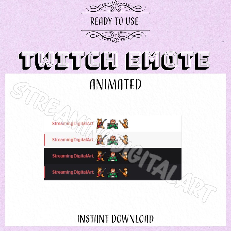 Animated Orange Cat Twitch Emotes Drummer, Guitarist, Dancer Set of 3 ...