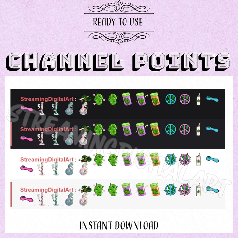 420 Channel Point Image Set | Weed Emotes & Sub Badges | Grinder, Bud ...
