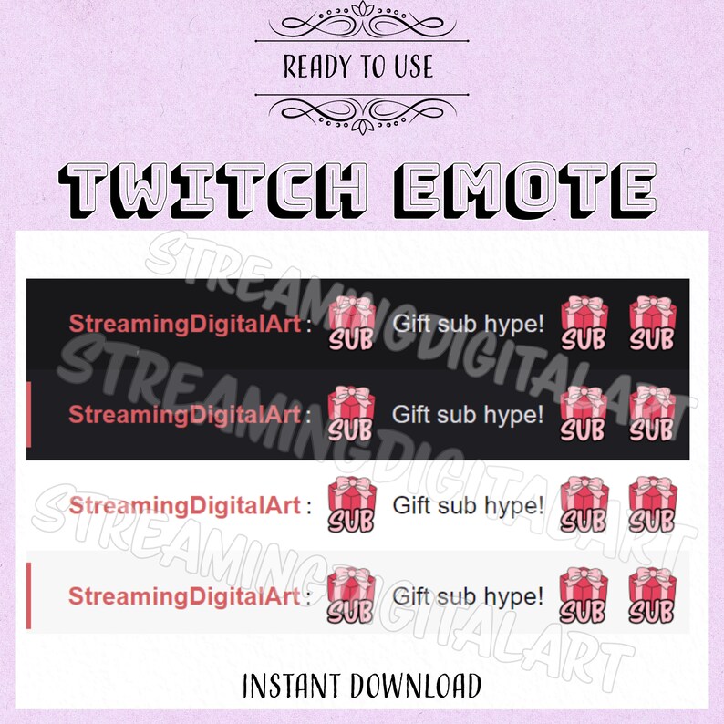 Gift Sub Twitch Emote Set Pink Present With Sub & Blue Present With Sub ...
