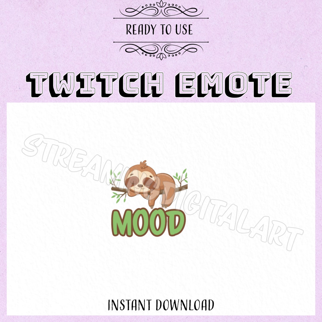 Sloth Mood Twitch Emote Relaxing on Tree Branch 256x256 PNG - Etsy