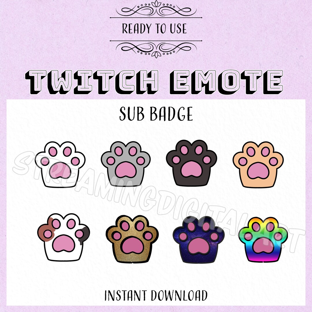 Paw Print Twitch Sub Badges: Colorful Streamer Badges (PNG) - Etsy