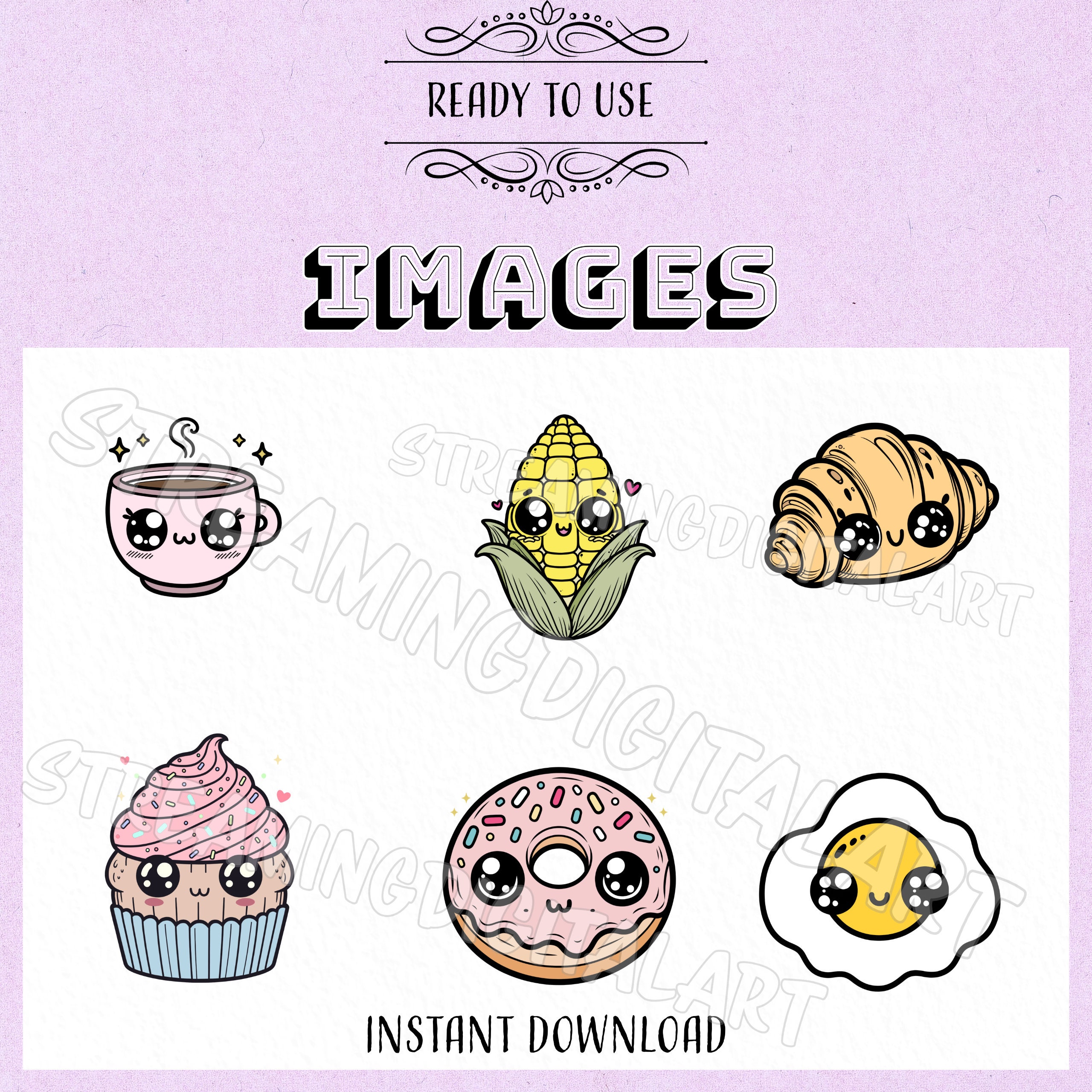 Chibi Food Twitch Graphics Pack - Emotes, Sub Badges, Channel Points ...