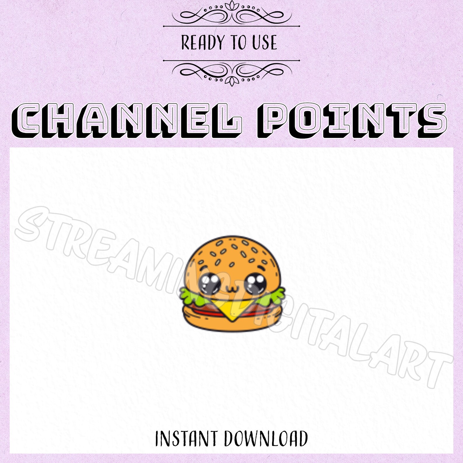 Kawaii Cheeseburger Twitch Channel Point Image Chibi Emote PNG Bundle ...