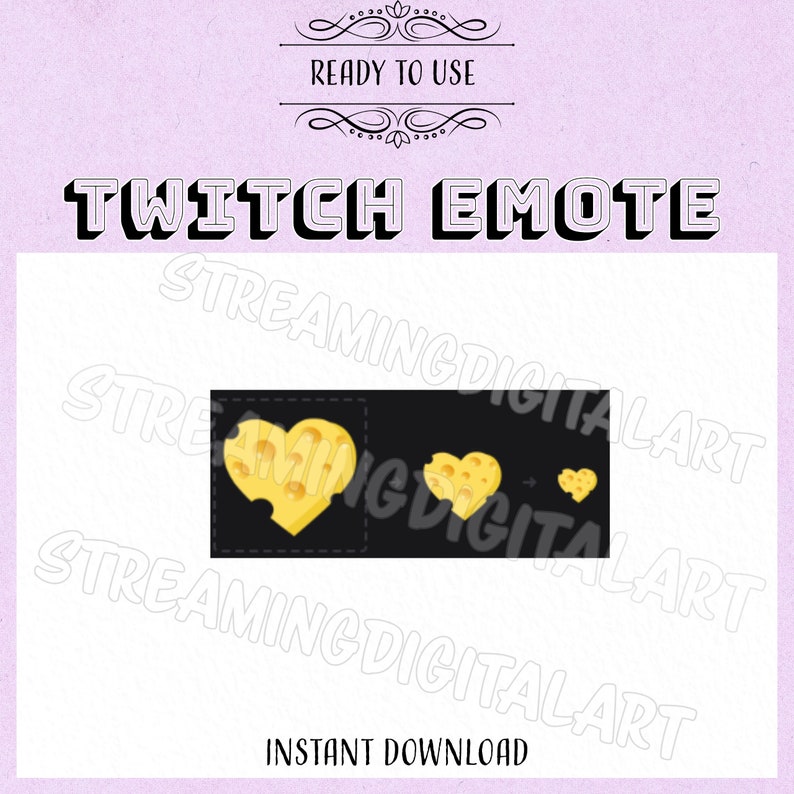 Heart Shaped Cheese Emote Cute Cheese Emote for Twitch Static PNG Sizes ...