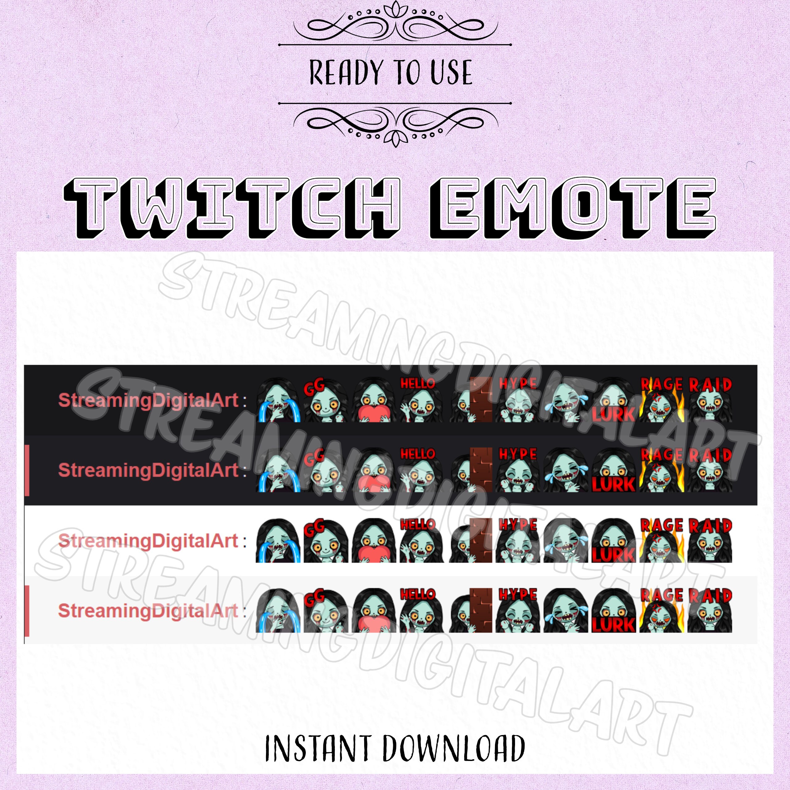 Zombie Girl Twitch Emotes: PNG Static Emotes Set (digital Download) - Etsy